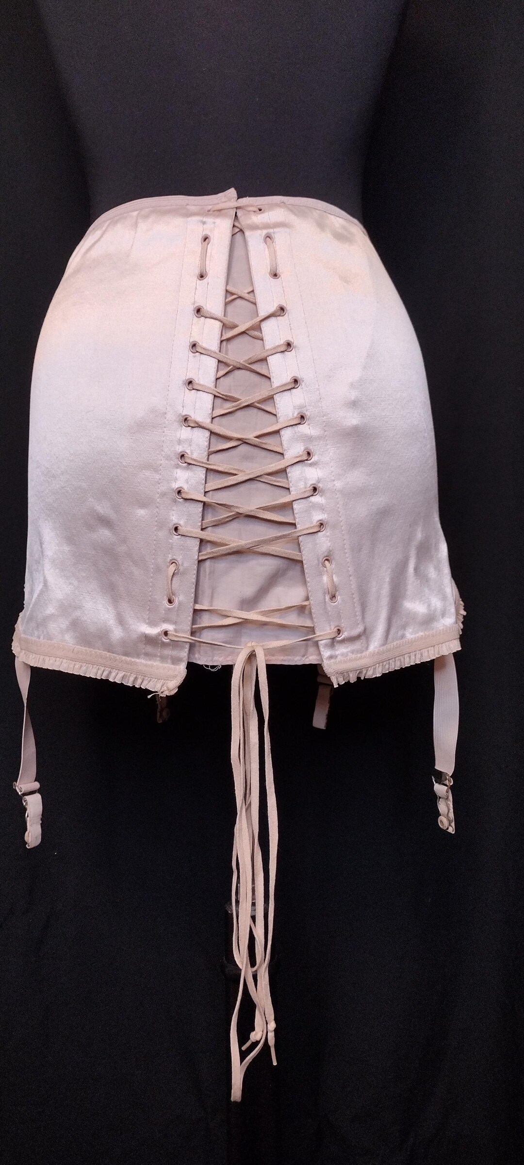 1950's Pink Stretch Satin Corset Lacing Girdle With Garters / Pinup ...