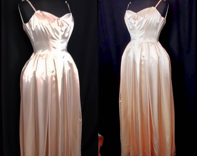 1940's Early 50s Ballet Slipper Satin Formal Dance Dress / Ball Gown ...