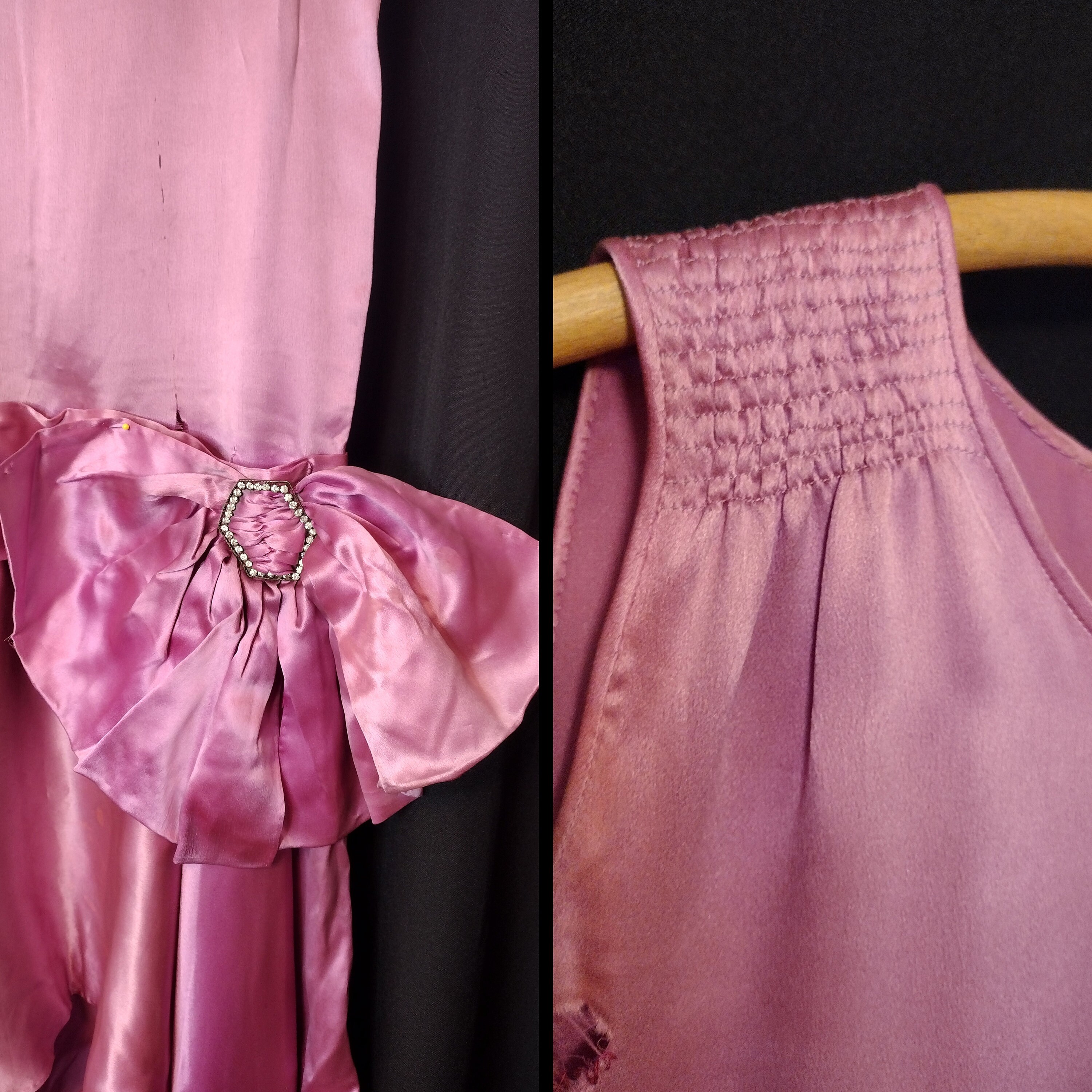 1920's 20s Bright Lilac Satin Flapper Party Dress / Bow / - Etsy