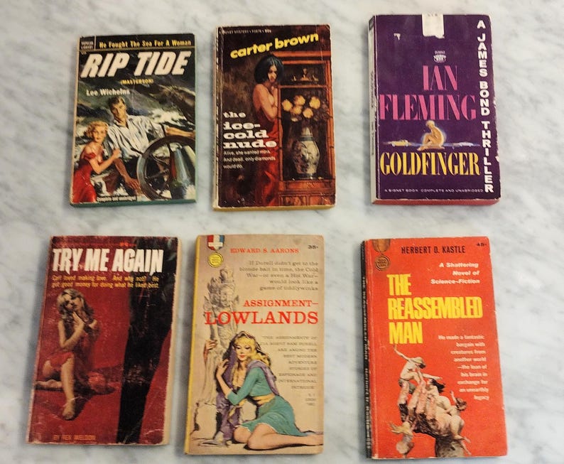 Vintage Pulp Fiction Paperback Book Set - 1950s-60s Adventure Novels - Etsy