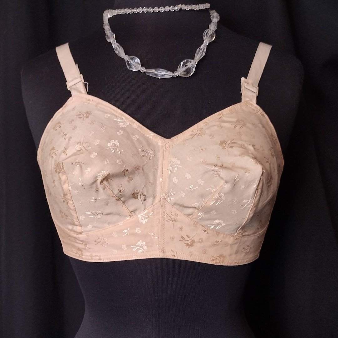 1940's Starlight Peach Cotton Brocade Bra / 36 B / Pinup Burlesque ...