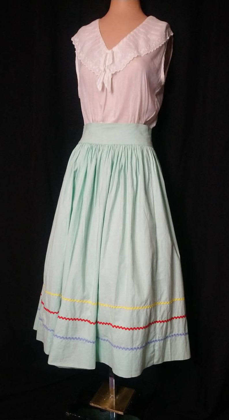 1940's 40s Seafoam Circle Skirt / Folk / Ric Rac Ricrac / - Etsy