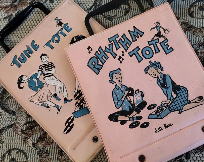 1950's Early 60s SET OF 2 Tune Tote Rhythm Tote Record Totes for 45s ...