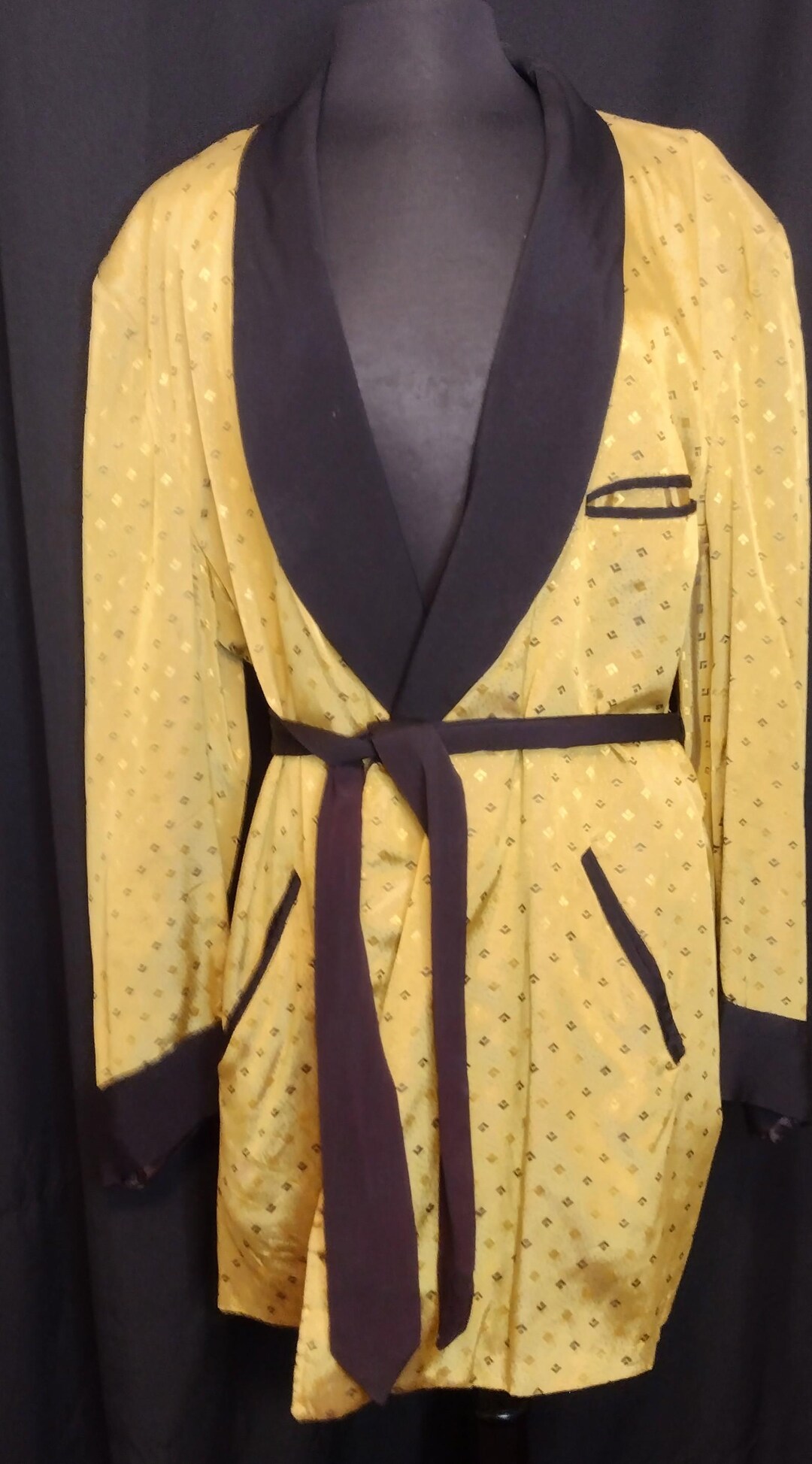 1940's 50s State O Maine Brand Men's Smoking Jacket / Gold Brocade ...