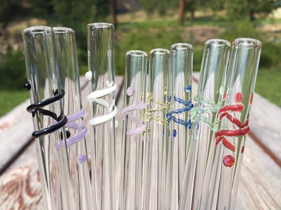 Custom Spiral Wrap Accent Glass Straw -eco-friendly - Reusable ...