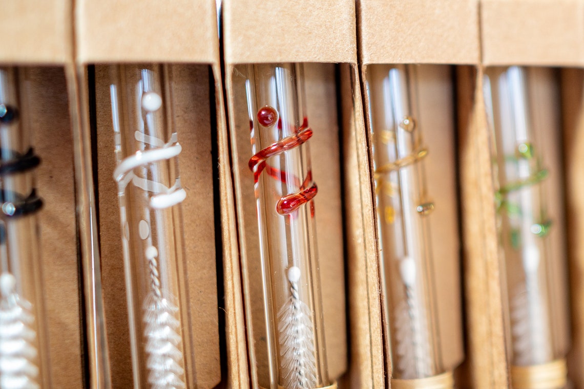 Custom Spiral Wrap Accent Glass Straw -eco-friendly - Reusable ...