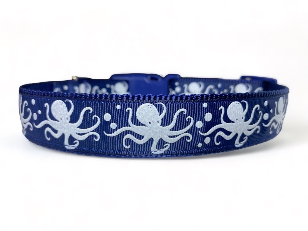 Octopus Sea Creatures Ocean Navy Dog Collar 1 Wide - Etsy