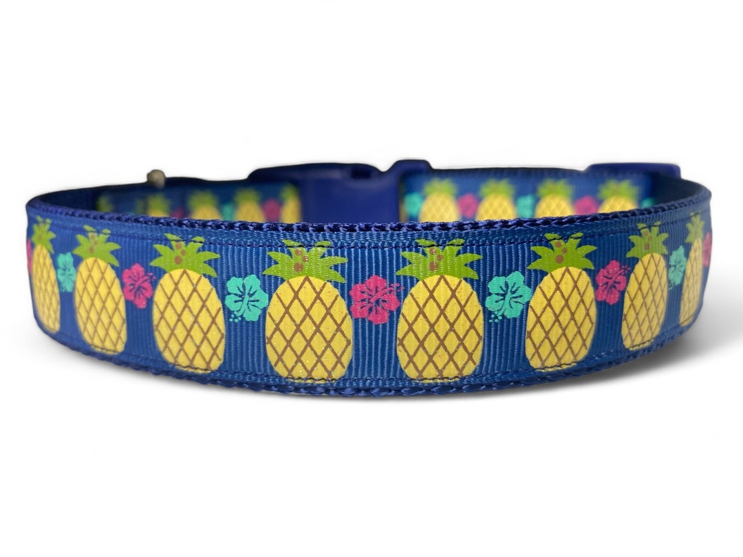 Pineapple - Navy - Dog Collar - 1" Wide - Etsy