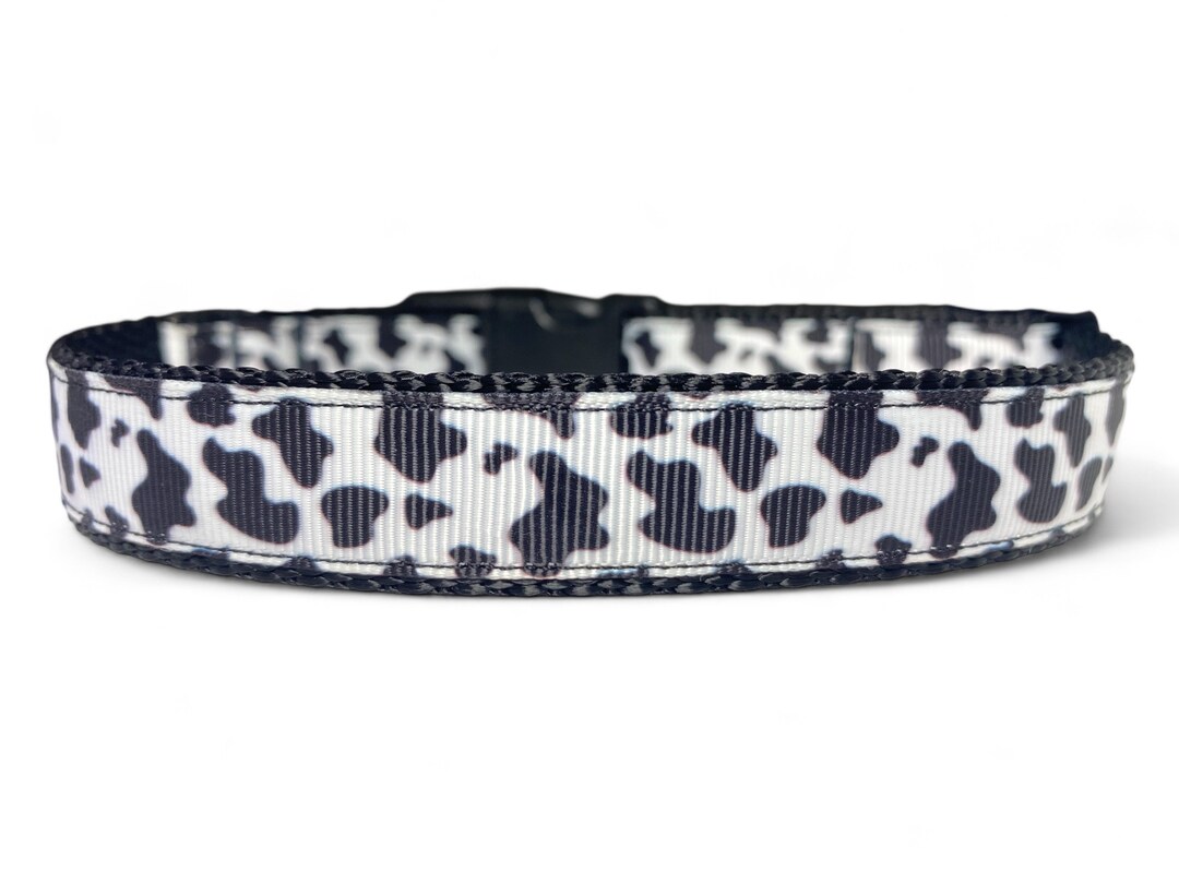Cow Pattern - Dairy Cow - Black - White - Dog Collar - 3/4" Width - Etsy