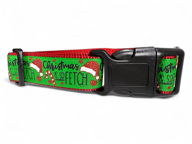 Christmas is so Fetch - Christmas - Green - Red - Sparkly - Dog Collar ...