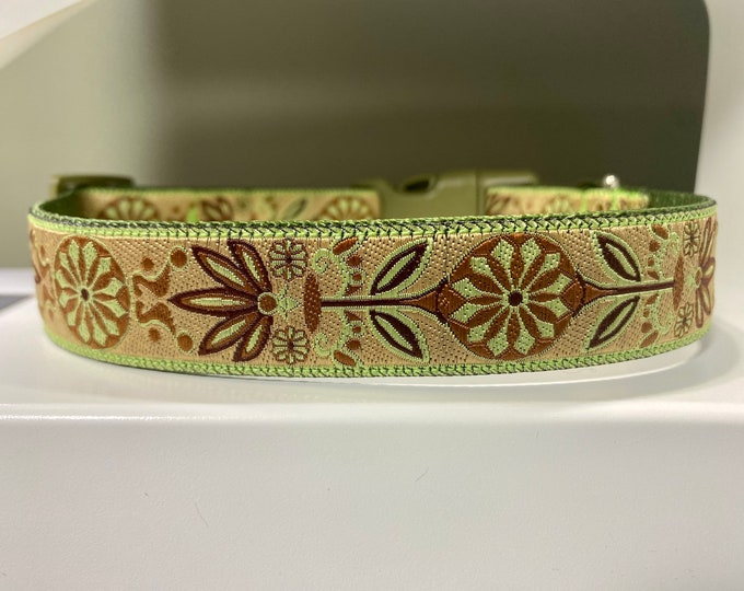 Pinwheel Zinnia Brown Tan Mint Green Dog Collar 1 Wide - Etsy