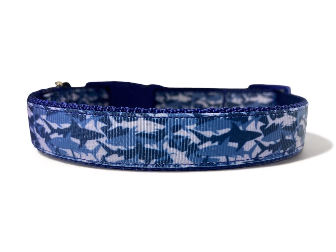 Shark - Camouflage - Blue - Navy - Dog Collar - 1" or 3/4" Wide - Etsy