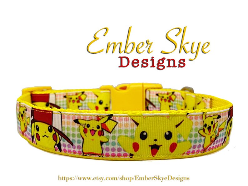 Pikachu Pokémon Yellow Dog Collar 1 or 3/4 - Etsy