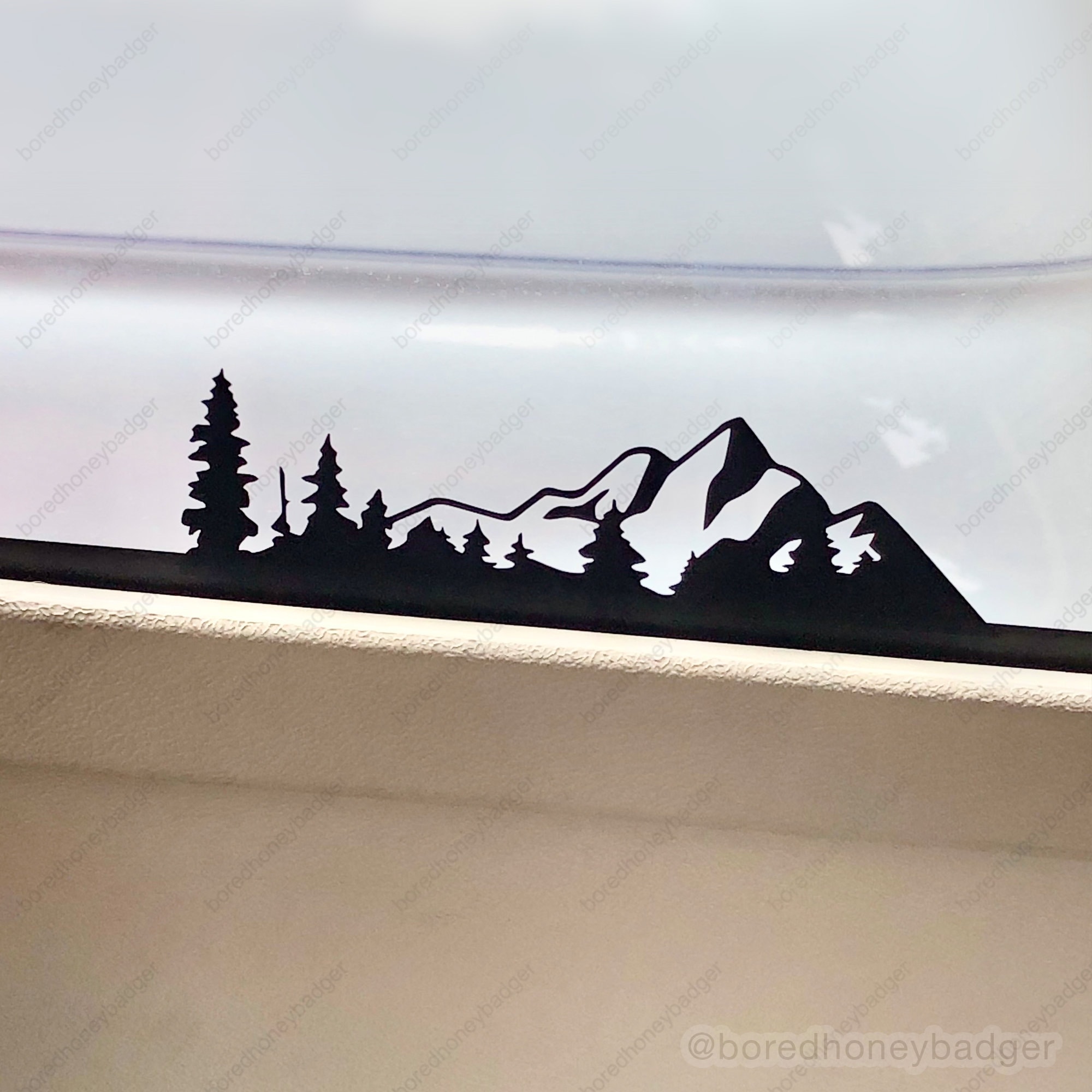 Mountain Decal Mountain With Trees Forest Sticker Adventure Decals Fit ...