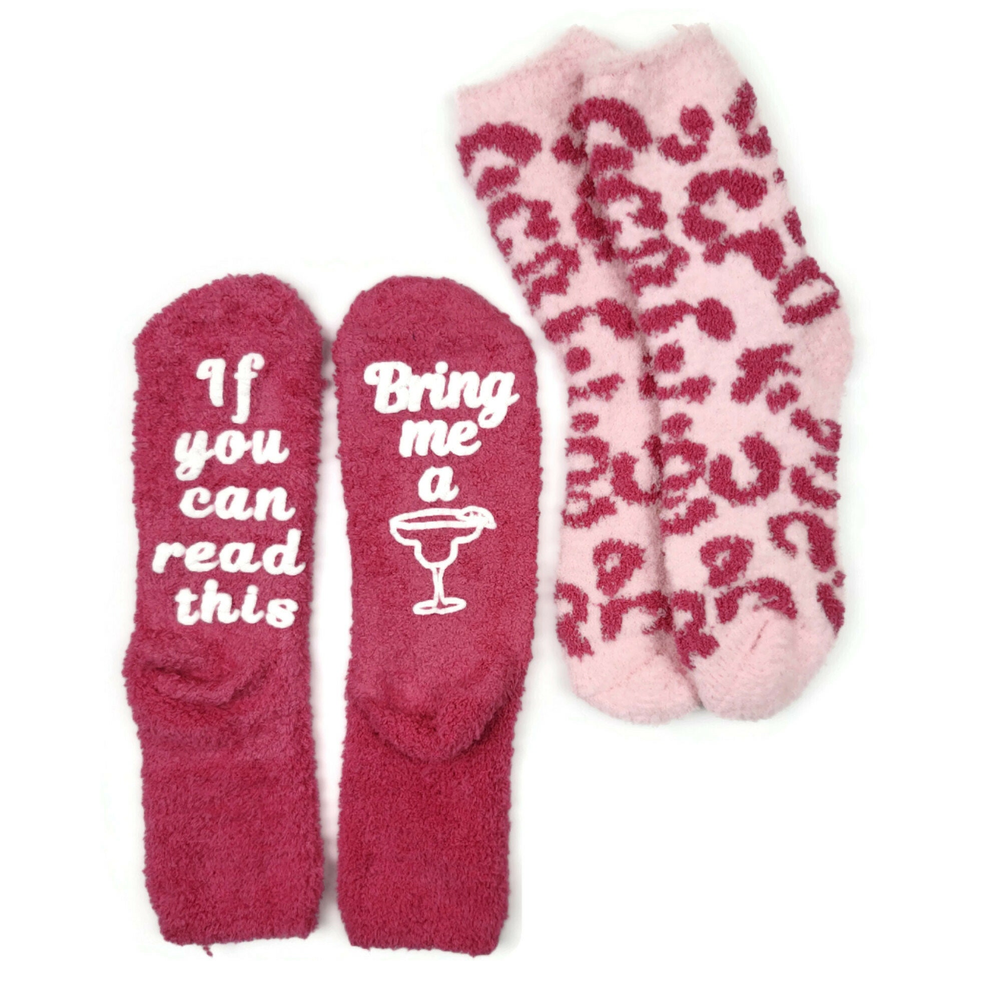 2 pair Fuzzy Socks with Puffy Design If You Can Read This | Etsy