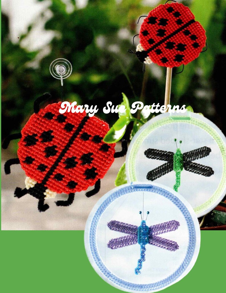 Plastic Canvas Insect Suncatcher Pattern PDF – Ladybug & Dragonfly DIY ...
