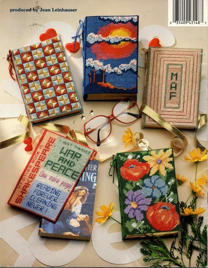 Vintage Plastic Canvas Book Cover Patterns – PDF Download for DIY ...