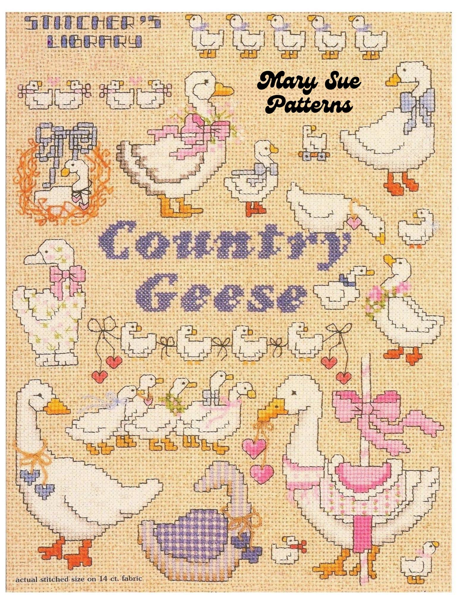 Vintage Country Geese 19 Motif Designs Silly Goose Cross Stitch PDF ...
