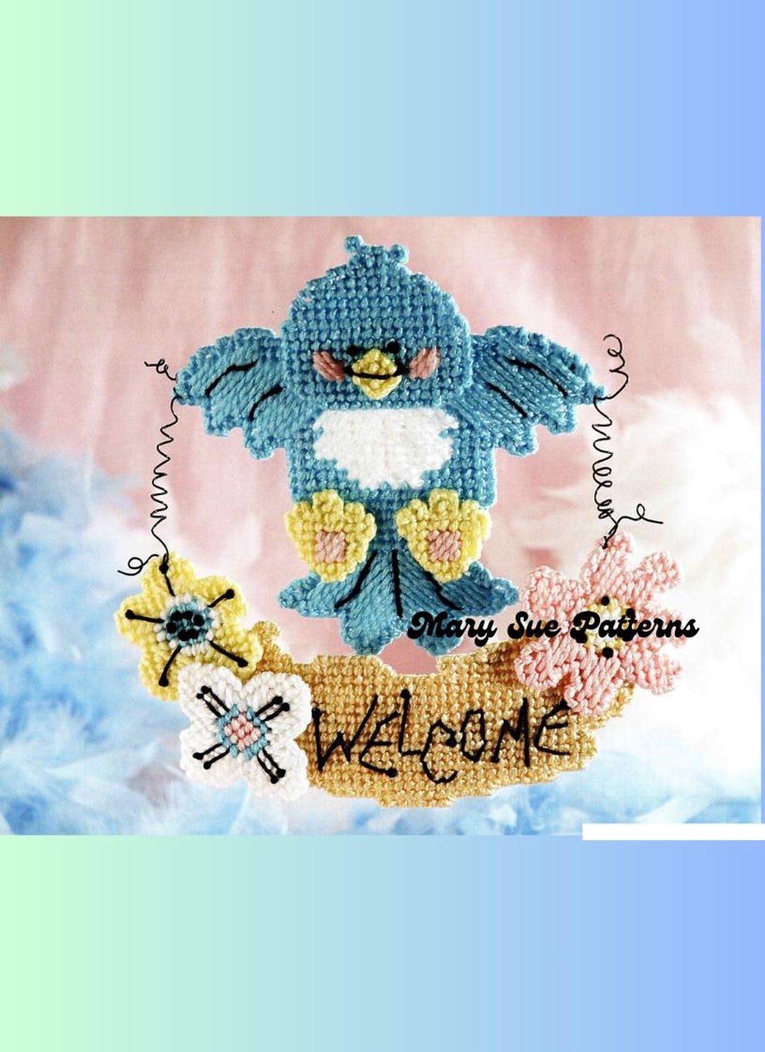 Welcome Blue Bird Sign Plastic Canvas PDF Digital Pattern - Easter ...