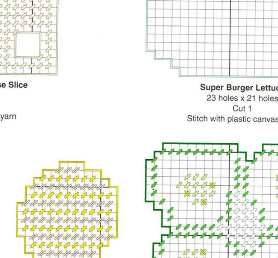 Burger Coaster Set Plastic Canvas PDF Digital Pattern - Summer ...