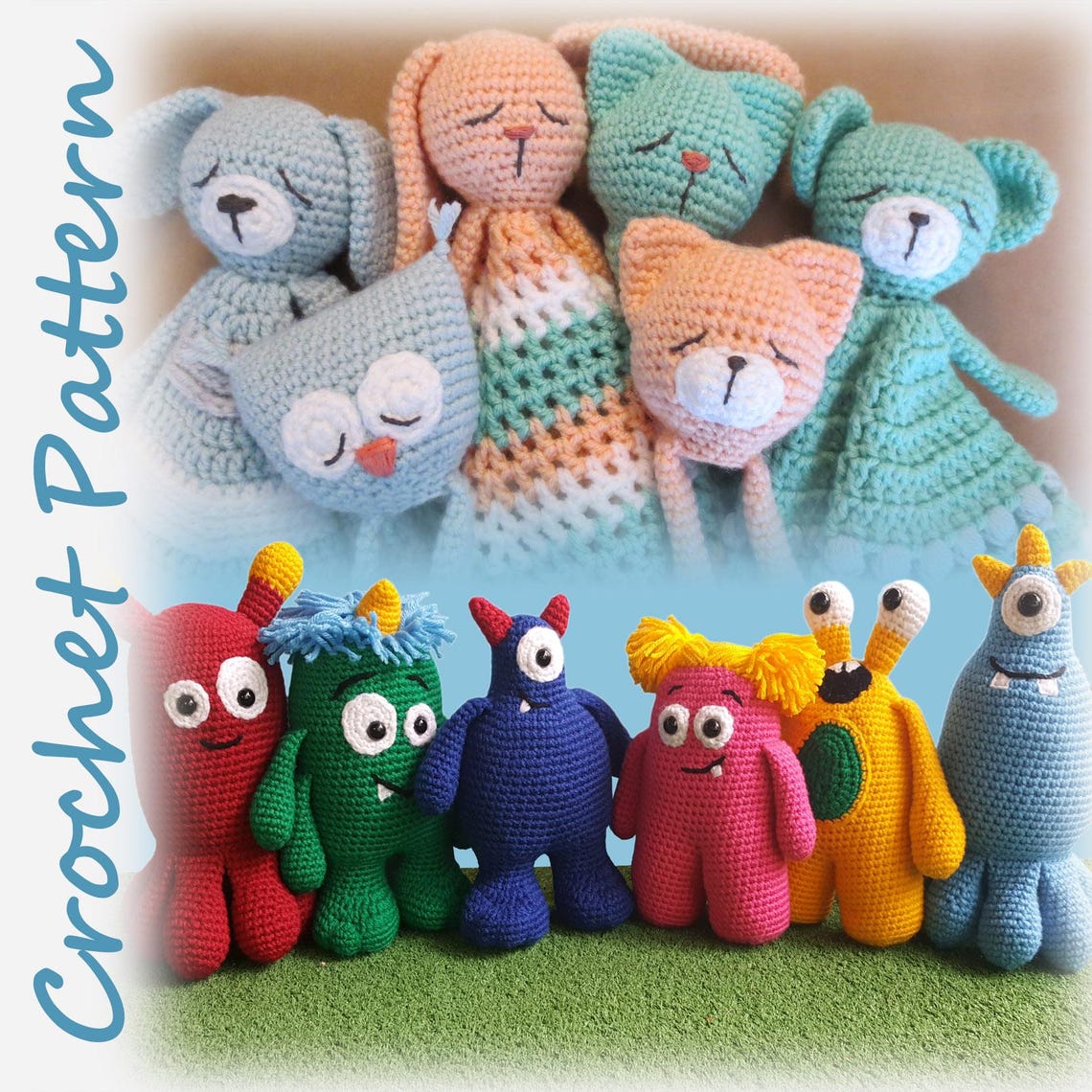 Monsters and Lovies Crochet Pattern Bundle - Amigurumi Toy Lovey ...
