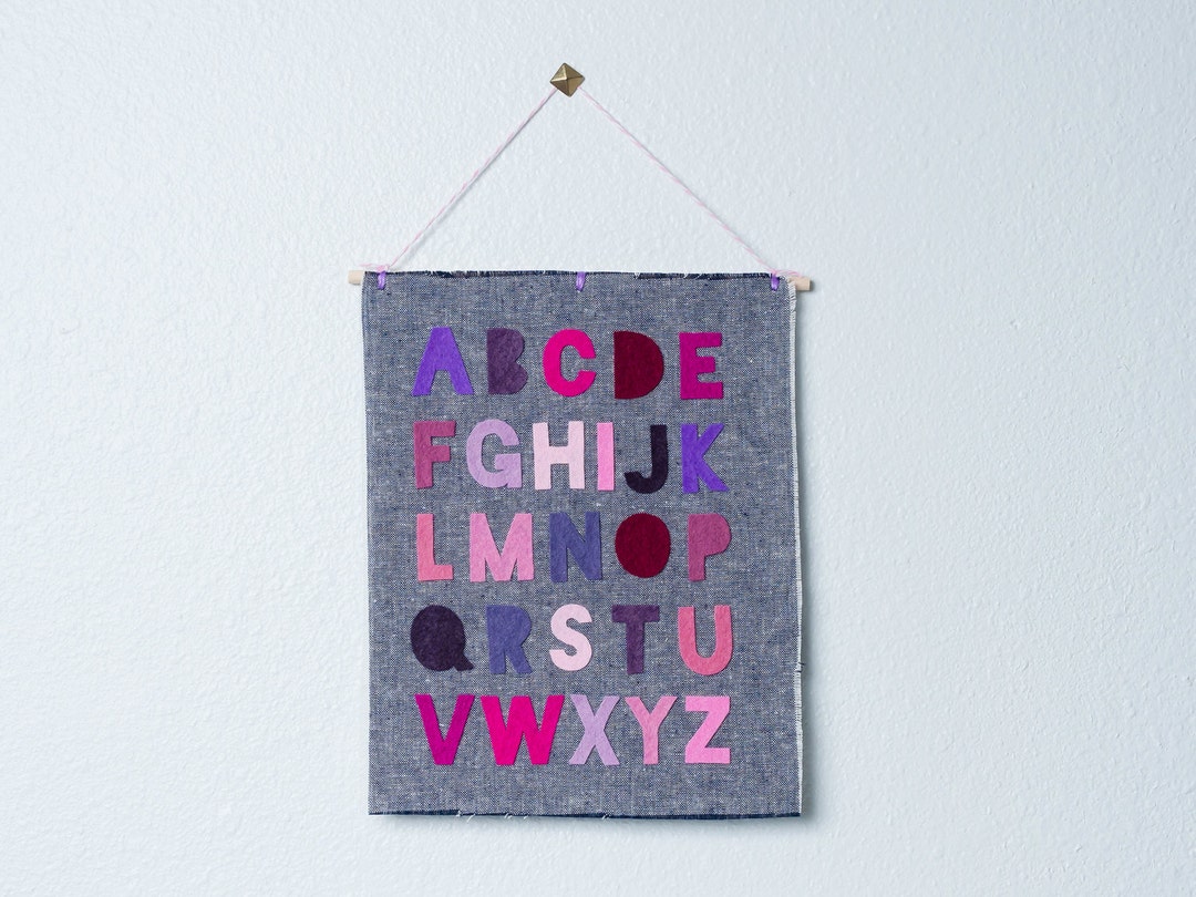 Alphabet pink & Purple Wall Hanging / Banner // Nursery Decor, Alphabet ...