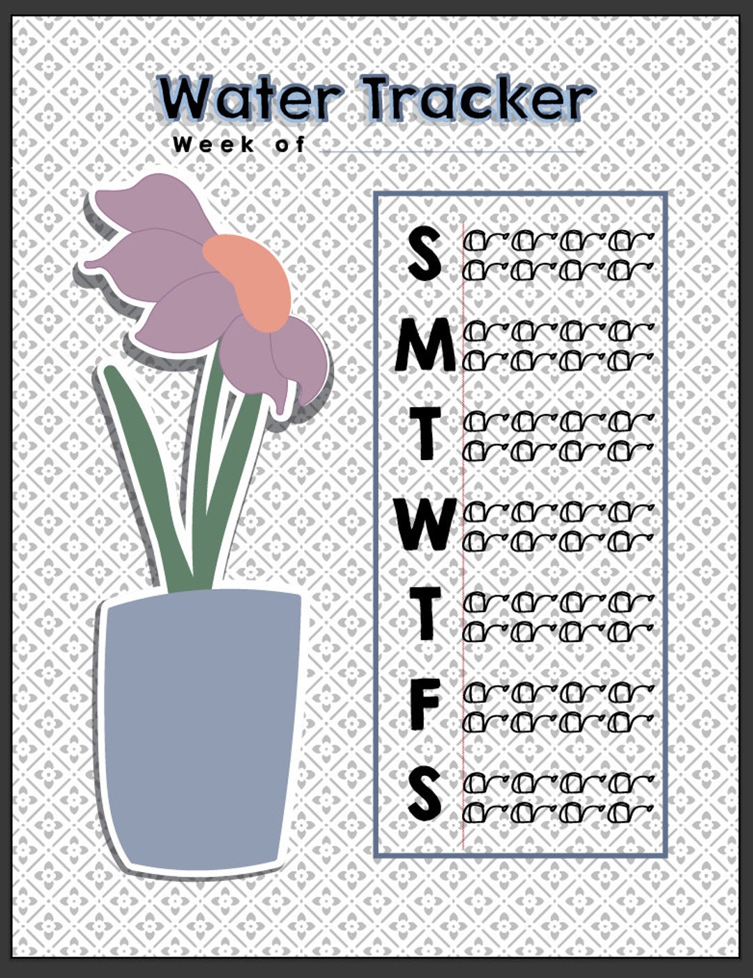Water Tracker, PDF Printable, Digital Copy - Etsy