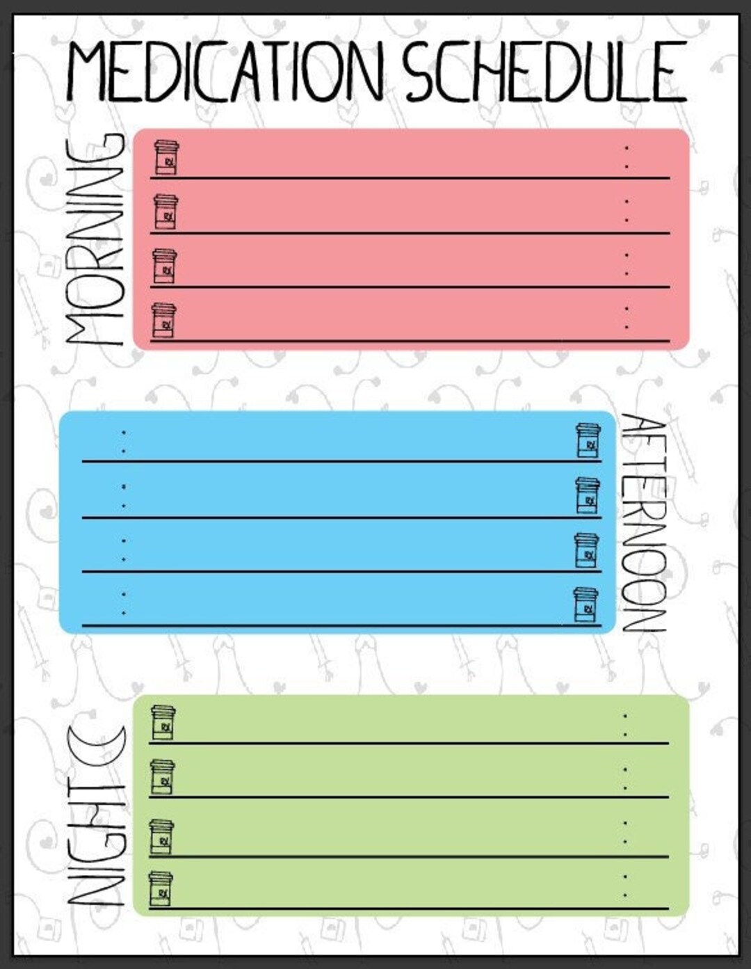 Cute Medication Schedule, Pdf, Printable, Journaling, Schedule ...