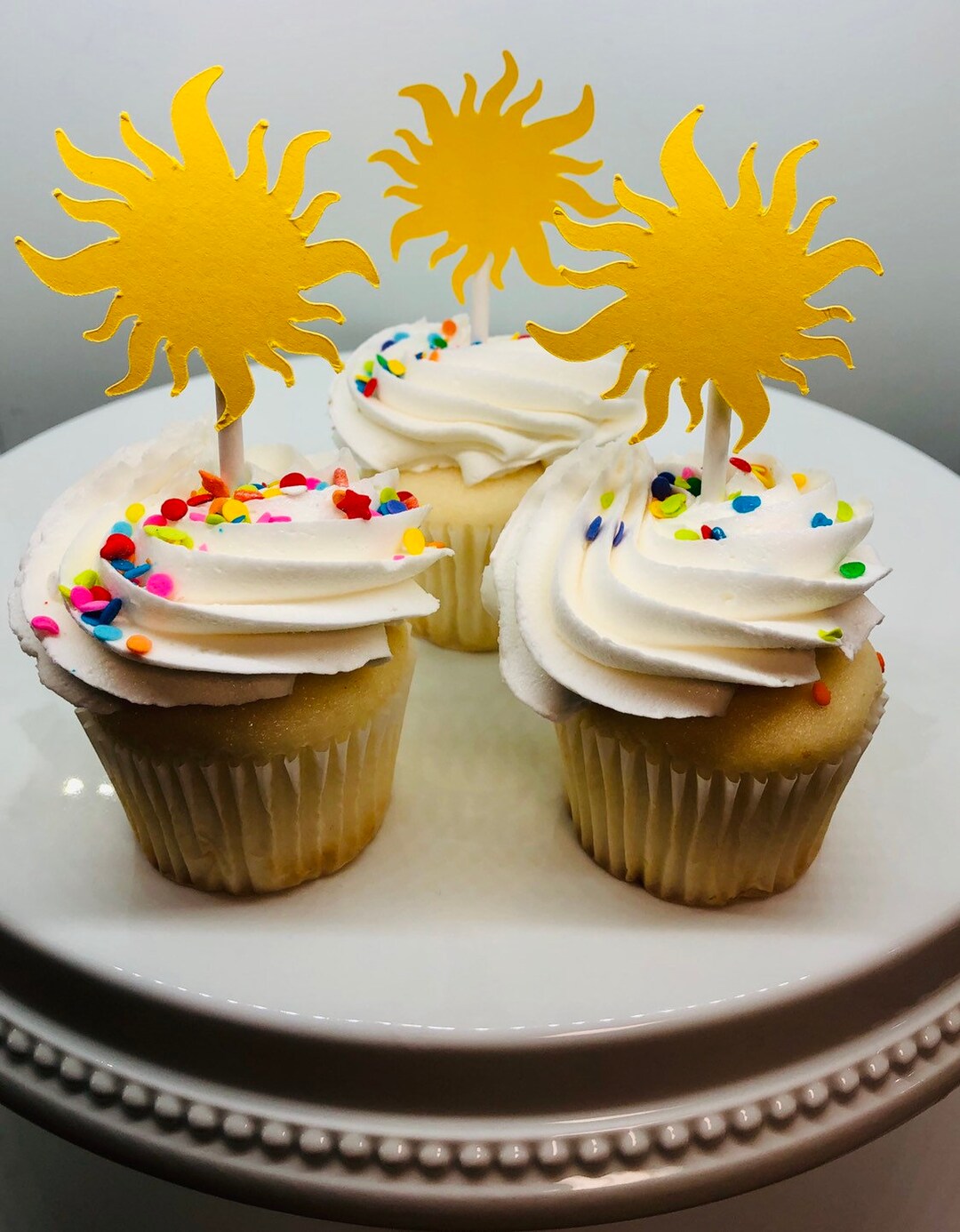 Sun Die Cuts Cupcake Toppers Bright Yellow Suns-rapunzel Tangled - Etsy