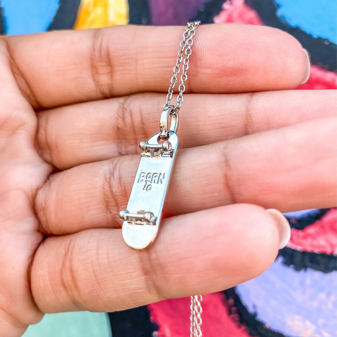 Skateboard Charm Necklace With a Chain, Skateboard Jewelry, Gift for ...