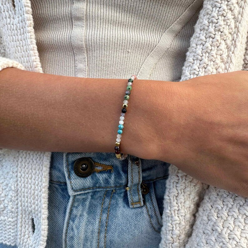 Crystal Beads Bracelet Layering Bracelet Adjustable String - Etsy