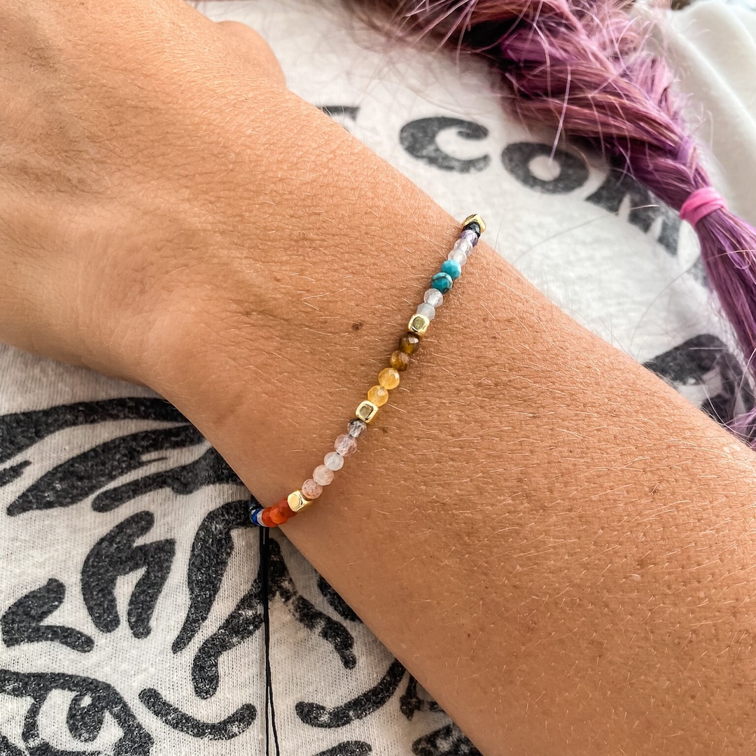 Crystal Beads Bracelet, Layering Bracelet, Adjustable String Bracelet ...