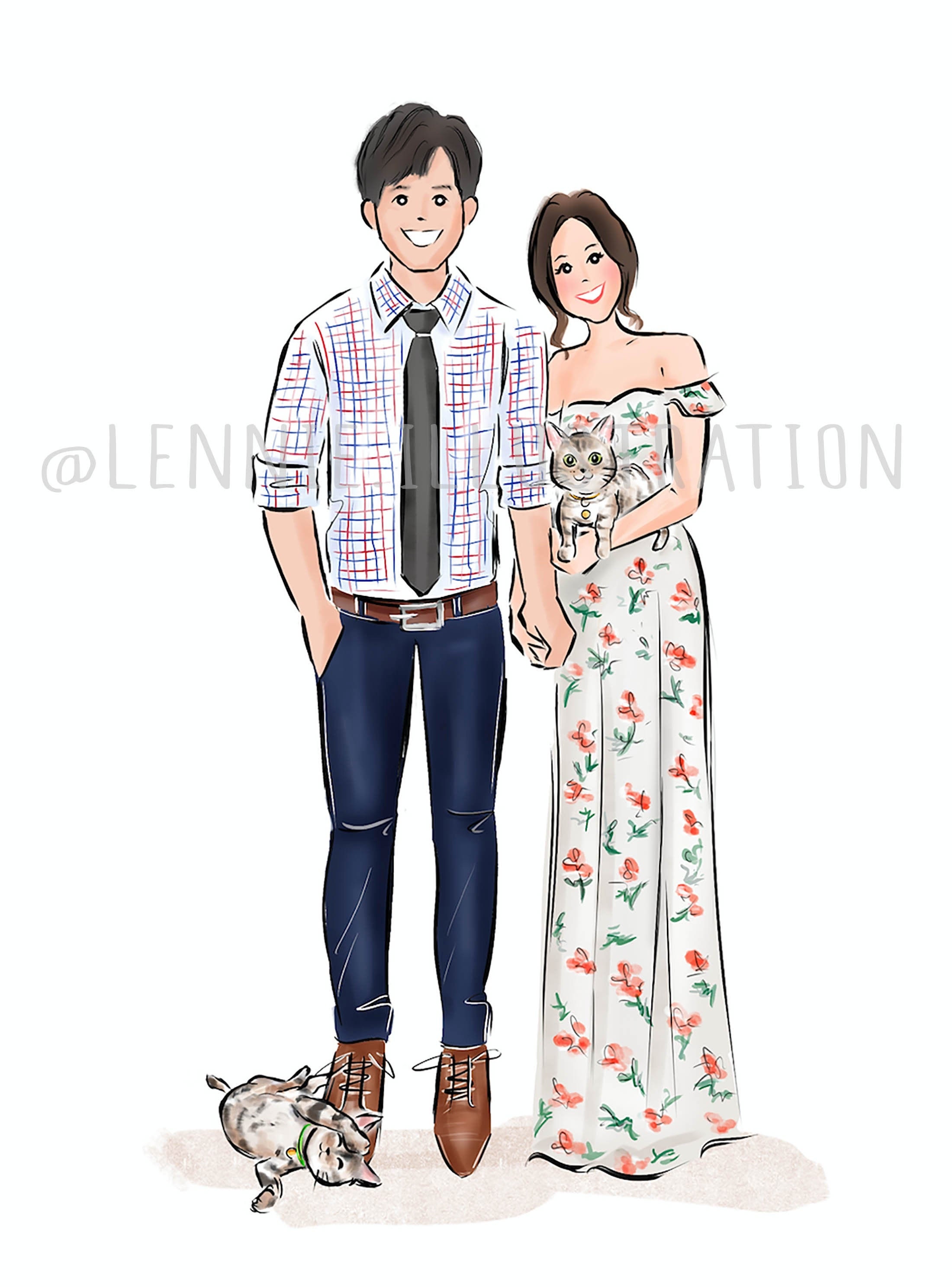 Custom Couple Portrait // Custom Couple Illustration // | Etsy