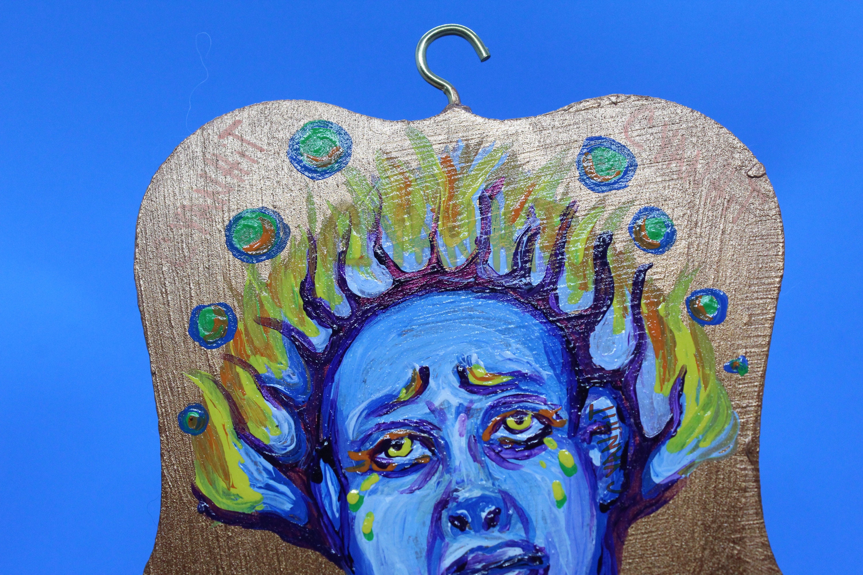 Original Painting of Blue Crying Face with Blue Goo Oozing on | Etsy