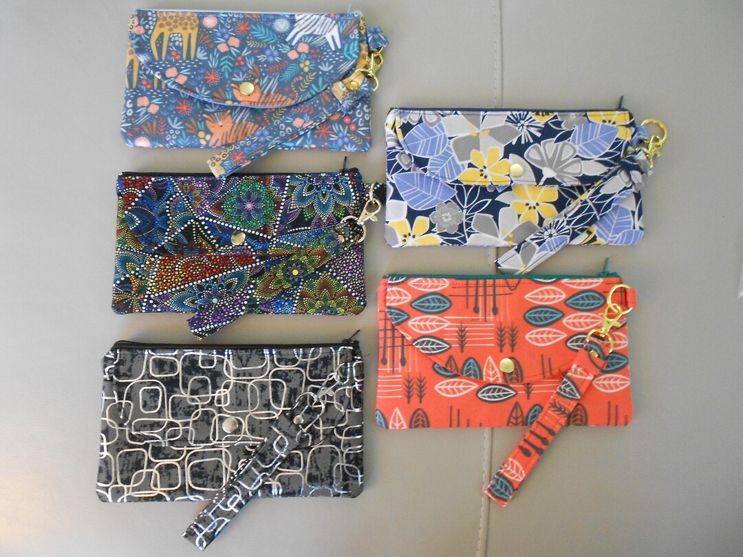 Cell Phone Wristlet Purse With Snap Flap Front Pocket, 5" X 8" Holds ...