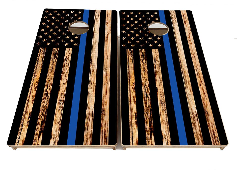 Thin Blue Line Design - Cornhole Set - Direct UV Printed 4'x2 ...
