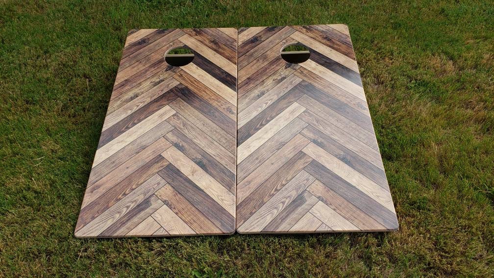 Herringbone Printed on to the Cabinet Grade Plywood - Cornhole Boards ...