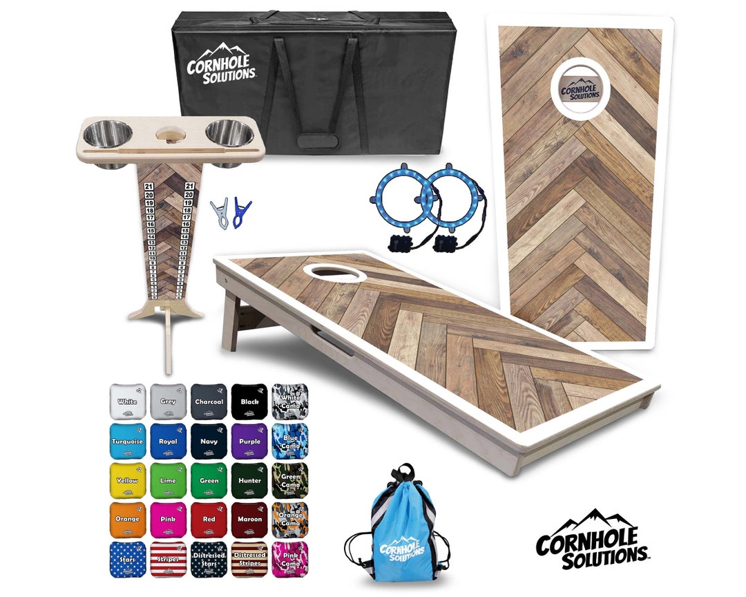 Tournament Cornhole Bundle Options- Herringbone W/whiteborder- 2'x4 ...