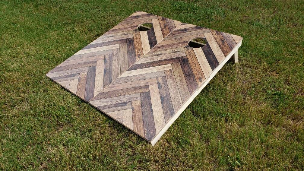 Herringbone Printed on to the Cabinet Grade Plywood - Cornhole Boards ...