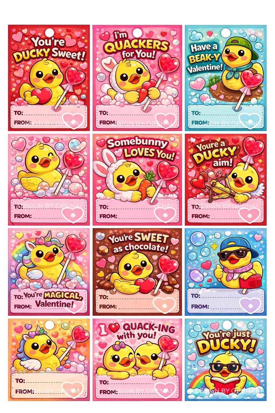 Instant Download Ducky Valentine Cards for Kids - Etsy