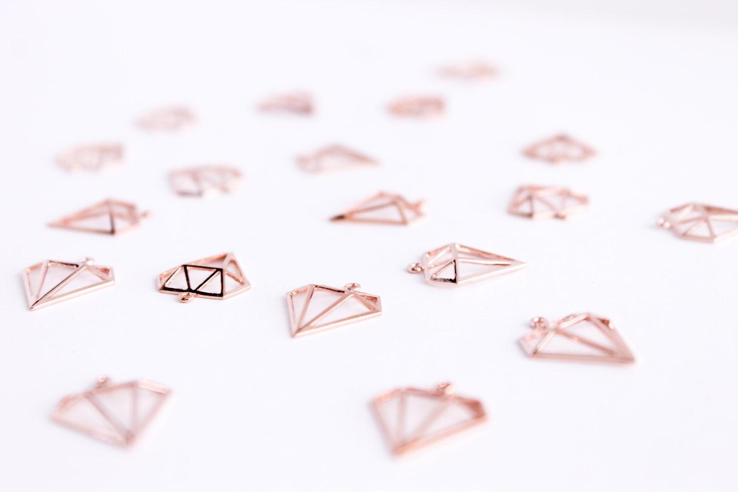 1 Piece Rose Gold Diamond Shape Charm Rose Gold Plated | Etsy