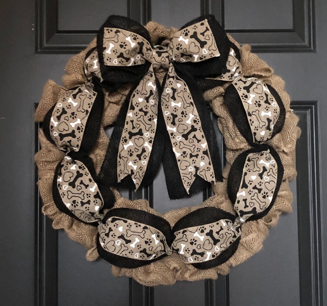Dog Burlap Wreath, Animal Lover Gift, Dog Gift, Housewarming Gift ...