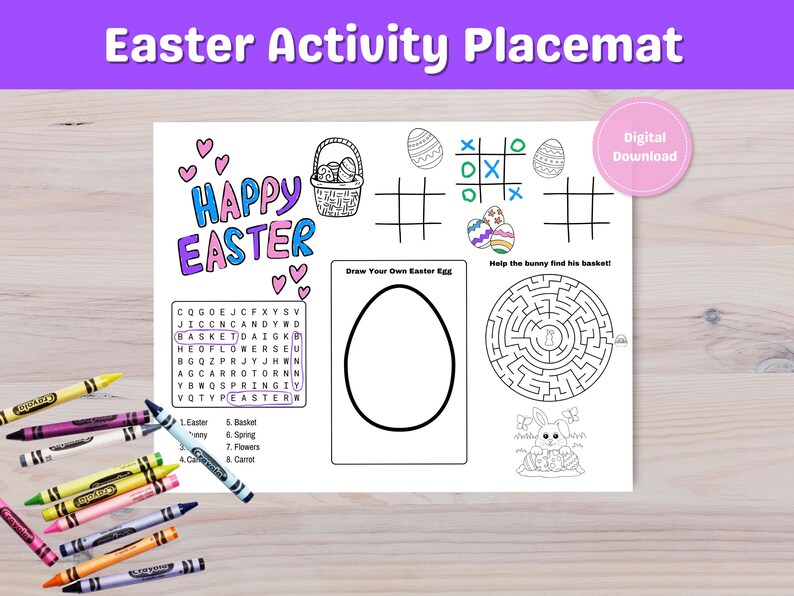 Easter Coloring Page, Easter Coloring Sheet, Easter Placemat, Activity ...