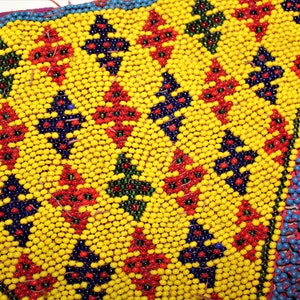 Beaded Kuchi Patch Big Yellow Vintage Tribal Belt Part Applique ...