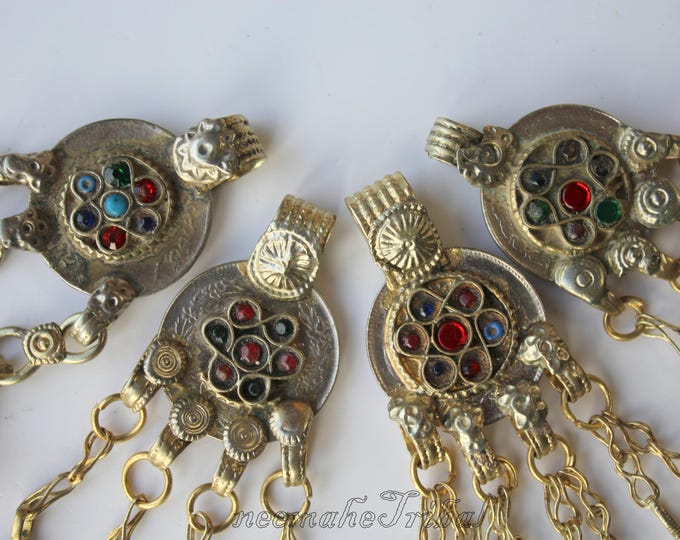 4 Big Kuchi Tribal Coins With Jewels and Goldtone Dangles - Etsy