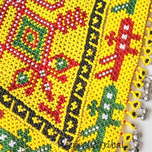 Yellow Triangular Beaded Kuchi Patches With a Bell Border, 1 Pair - Etsy