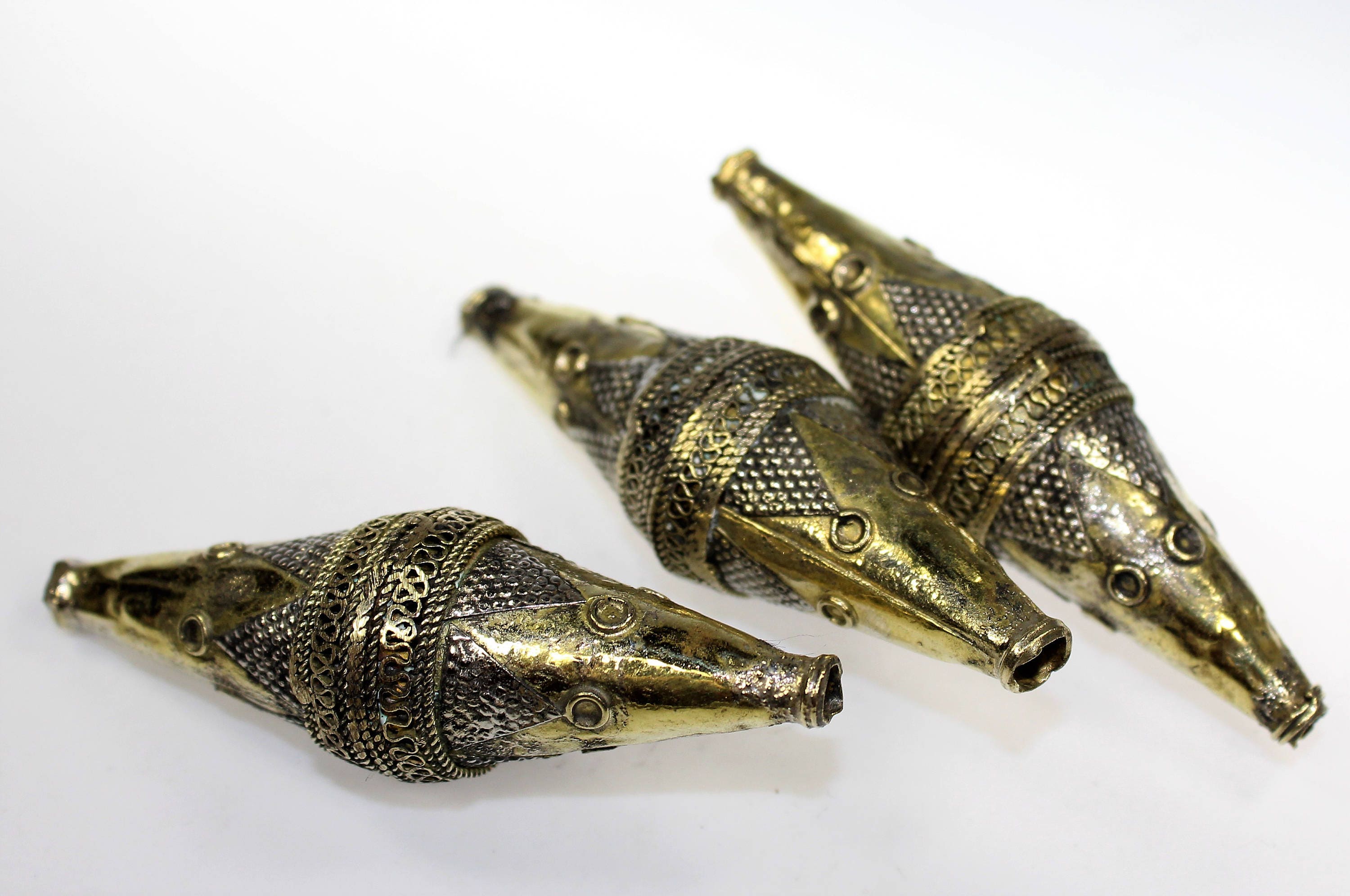 Tribal Metal Bead Long Turkmen Metalbead Kazakh Brass Metal | Etsy