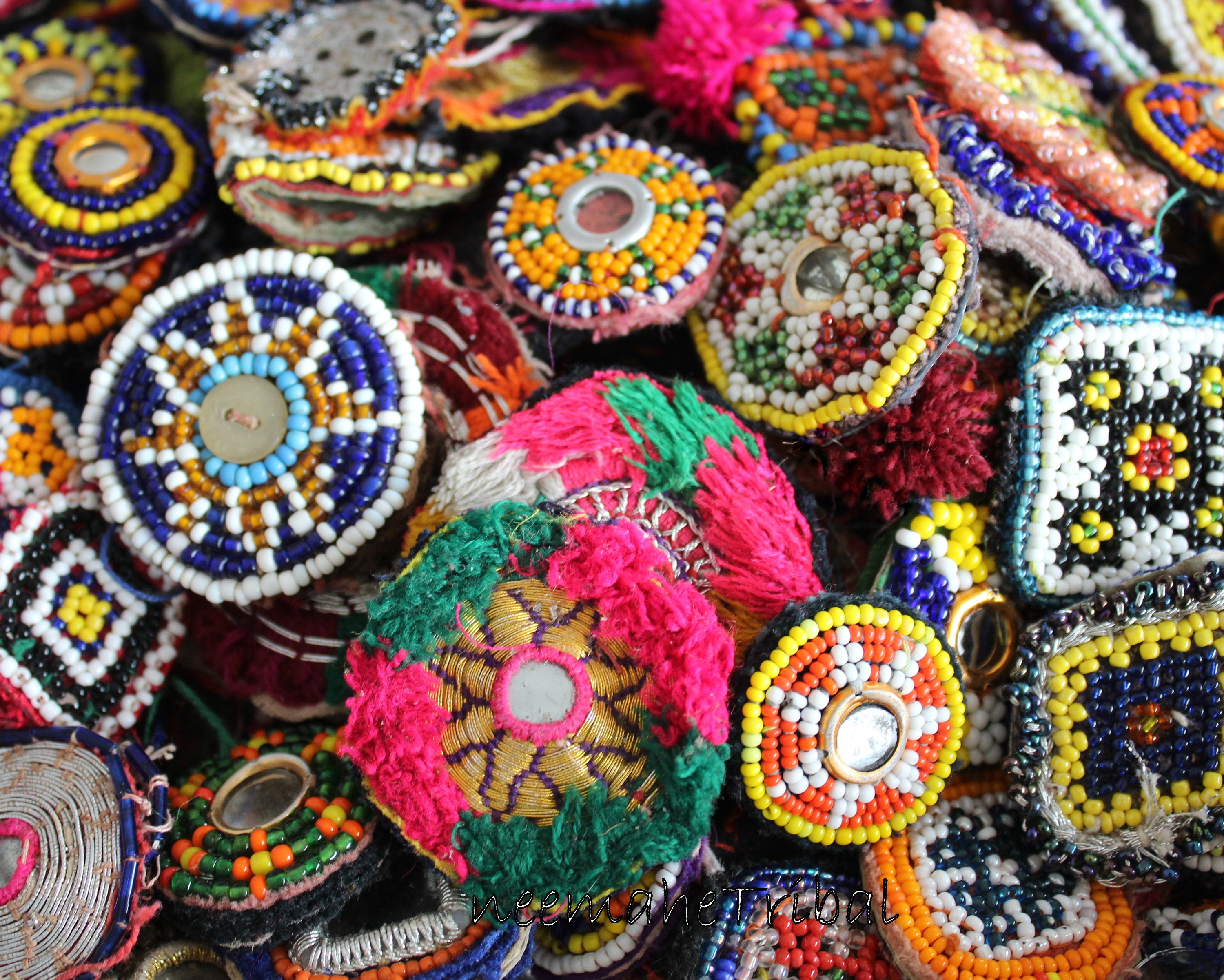 Small Kuchi Beaded Tribal Medallions - Etsy