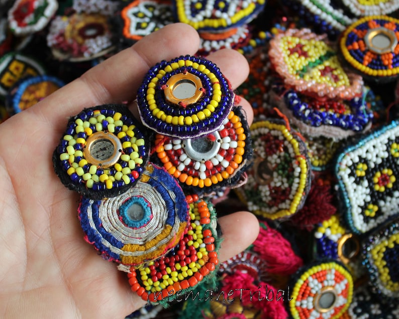 Small Kuchi Beaded Tribal Medallions - Etsy