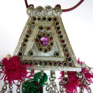 Traditional Vintage Kuchi Tribal Pendant With Pompons and Metal Bell ...